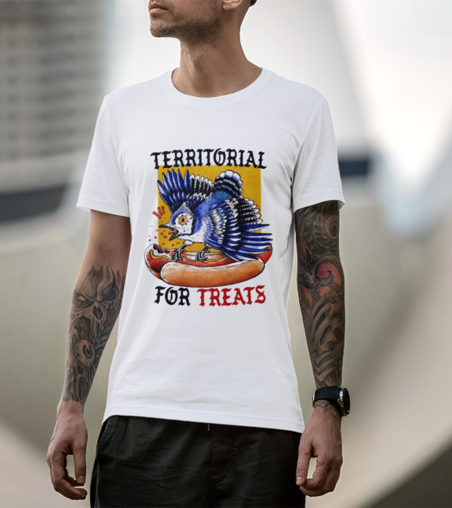 Territorial Bird With Hotdog For Treats T-Shirt