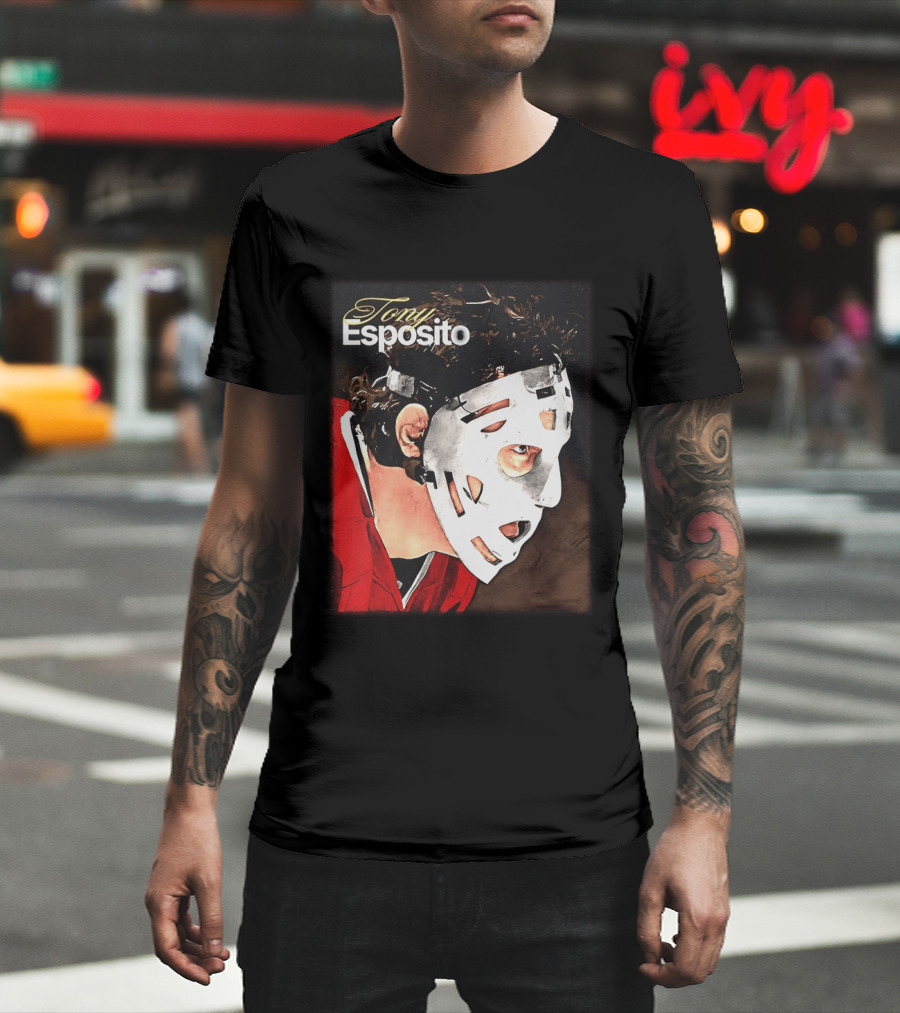 Tony Esposito Chicago Blackhawks NHL Mask Retro Hockey T-Shirt
