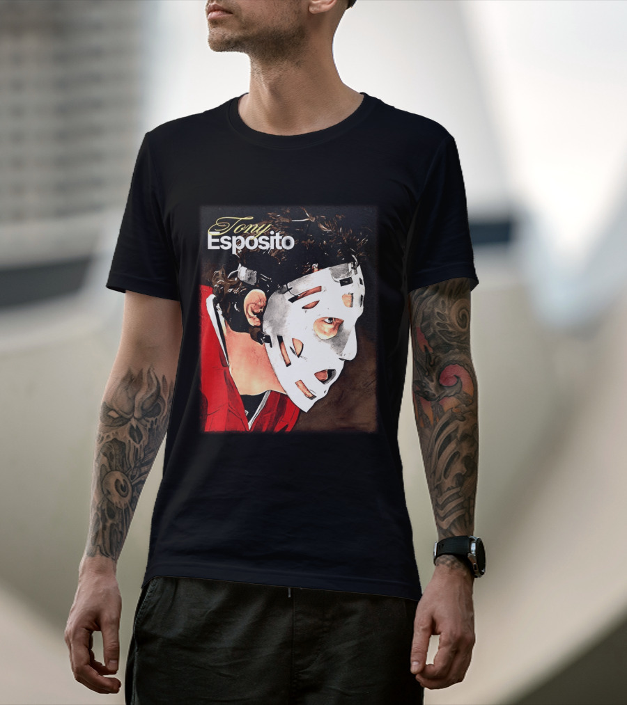 Tony Esposito Chicago Blackhawks NHL Mask Retro Hockey T-Shirt