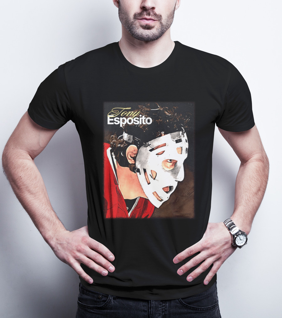 Tony Esposito Chicago Blackhawks NHL Mask Retro Hockey T-Shirt