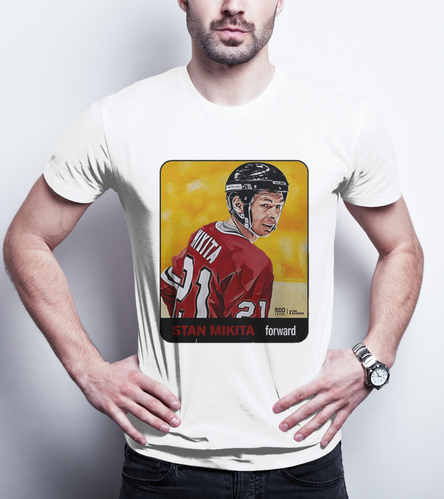 Stan Mikita Forward Chicago Blackhawks NHL Alumni Card 500 Level T-Shirt