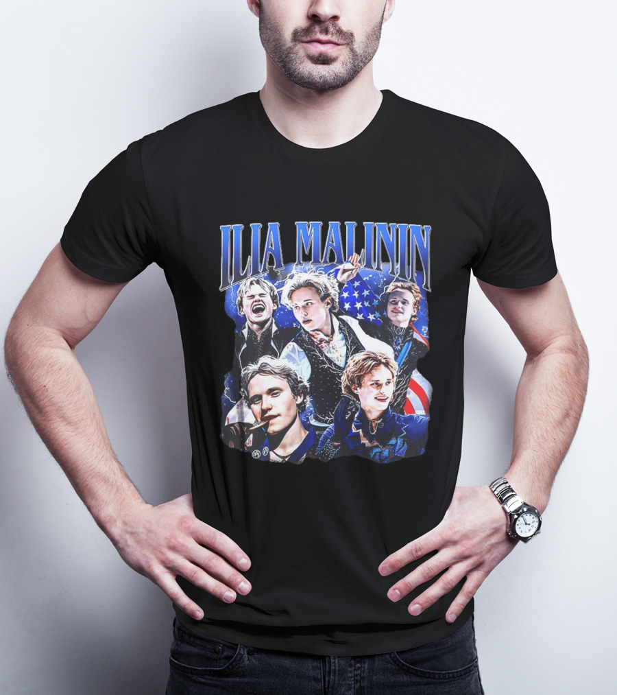 Ilia Malinin Quad Jump Legend Ice Skating American Flag T-Shirt