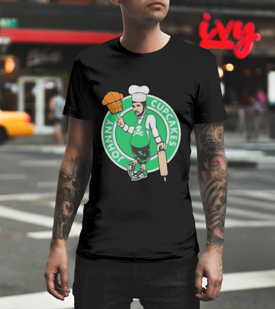 Johnny Cupcakes Chef Basketball Player With Rolling Pin And Basketball Cupcake T-Shirt