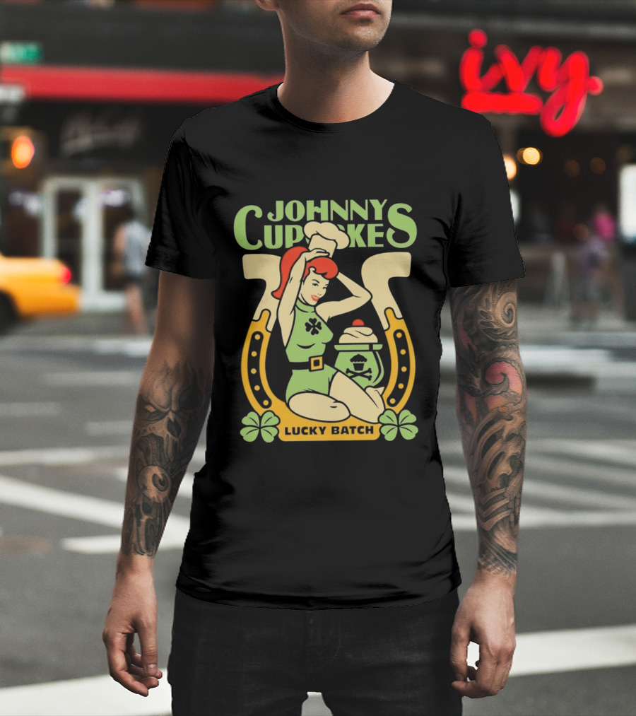 Johnny Cupcakes Lucky Batch Pin Up Girl Horseshoe T-Shirt