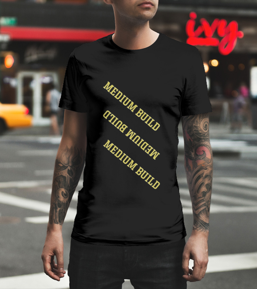 Medium Build Reversed Text Graphics Repetition T-Shirt