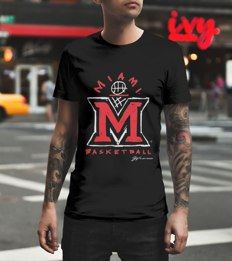 Miami M Basketball Net T-Shirt