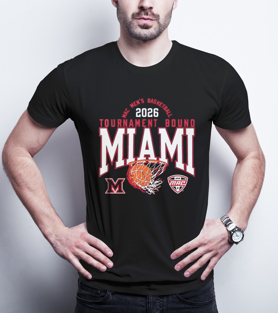 Miami RedHawks Men's Basketball 2026 Tournament Bound MAC Champions T-Shirt