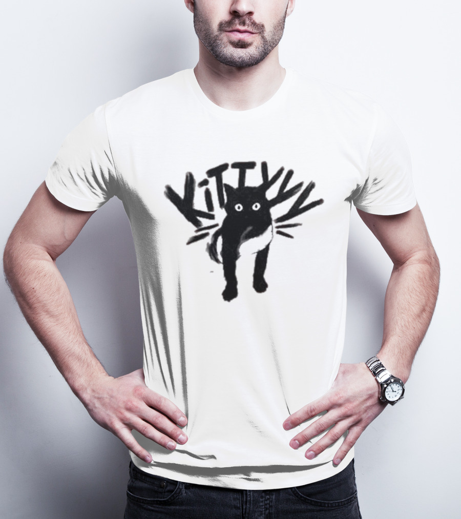 Caseoh's Kitty Cat Playful Black Silhouette With Whiskers T-Shirt