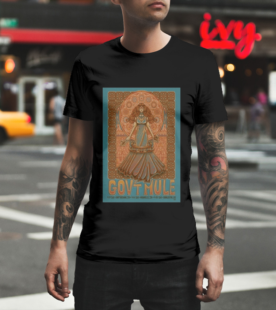 Gov't Mule April 7 8 10 2026 Shipshewana Nashville Charleston Concert Vintage Art Nouveau T-Shirt