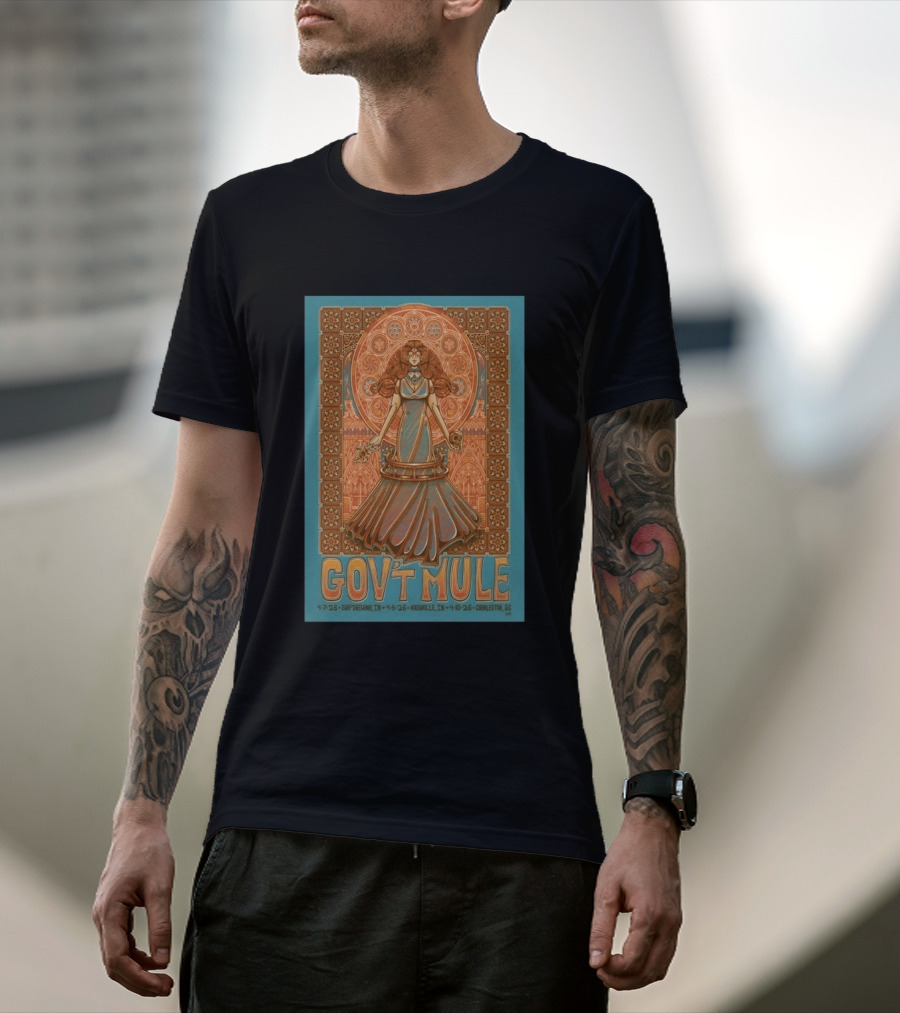 Gov't Mule April 7 8 10 2026 Shipshewana Nashville Charleston Concert Vintage Art Nouveau T-Shirt