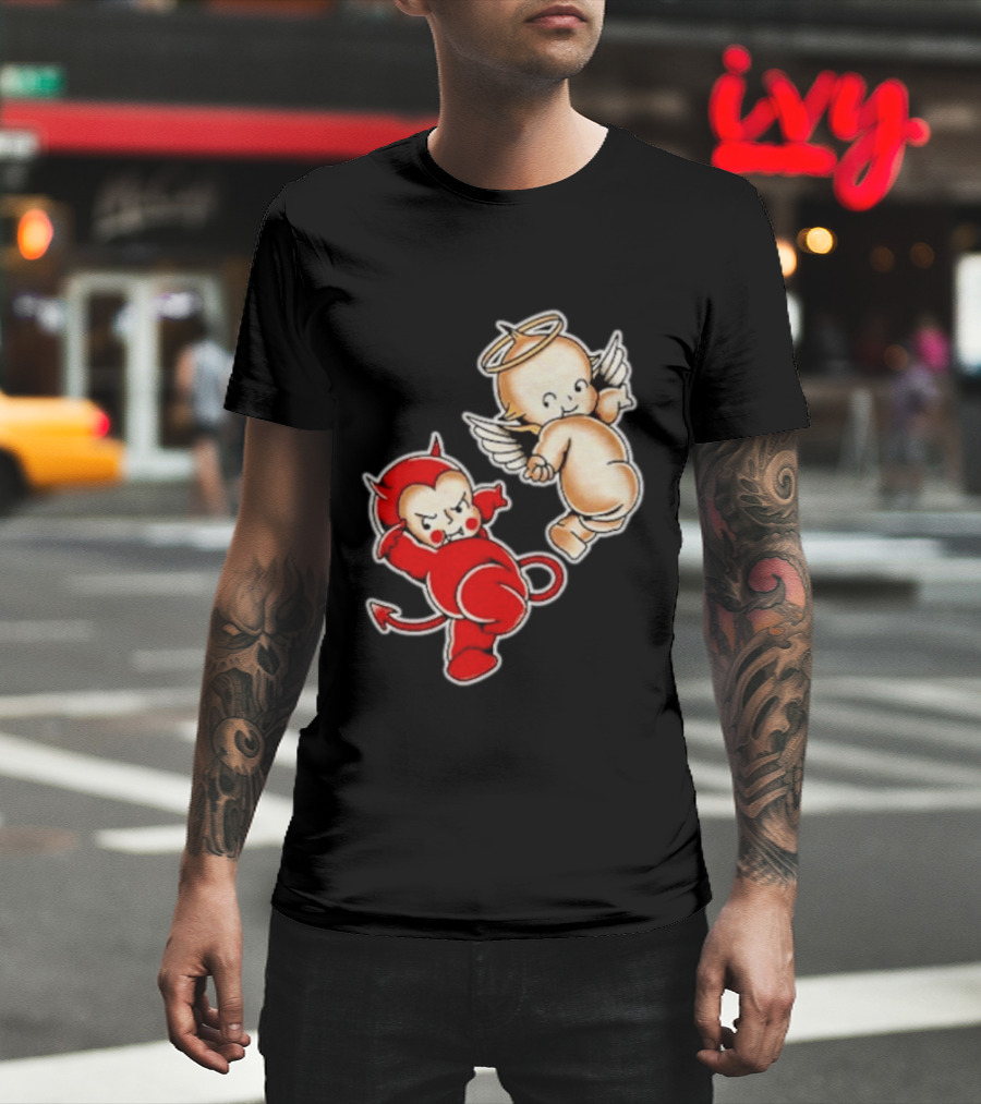 Kewpie Baby Devil Angel Cherubs Vintage Style Cute Cartoon Characters T-Shirt