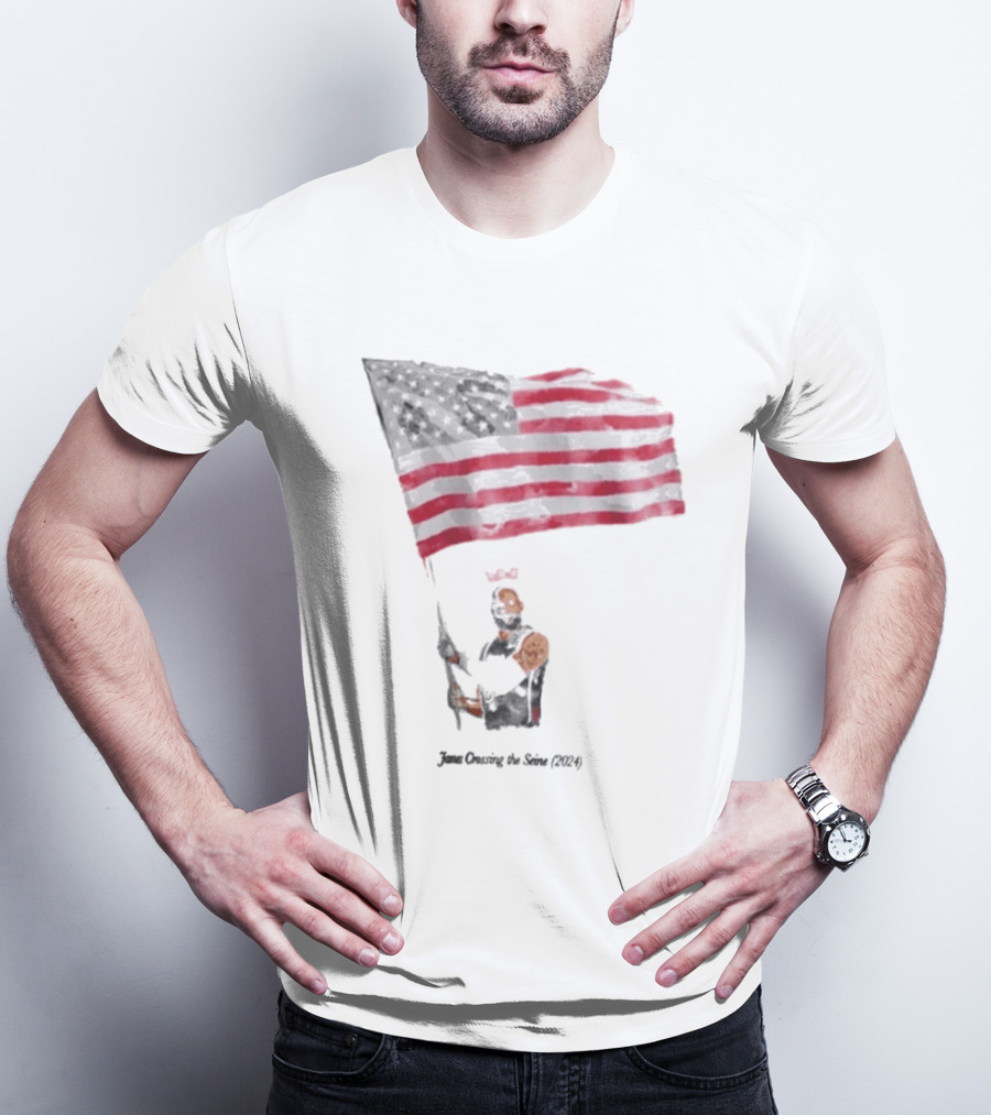 James Crossing The Seine 2024 American Flag T-Shirt