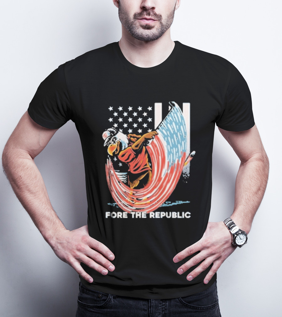 Old Row Golf American Flag Swing Fore The Republic T-Shirt
