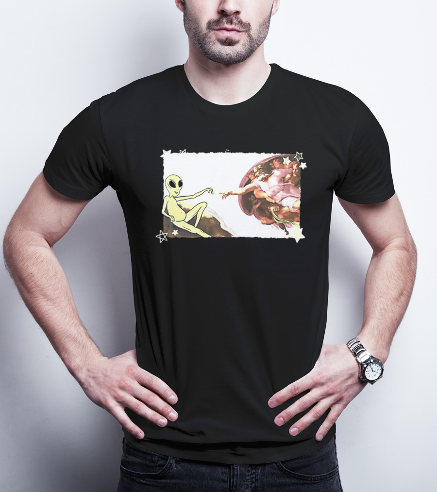 Big And Tall The Creation Of Aliens Extraterrestrial Renaissance Humor T-Shirt