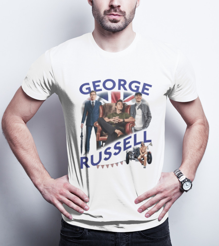 George Russell Formula 1 Driver Fashion And Lifestyle Collage T-Shirt