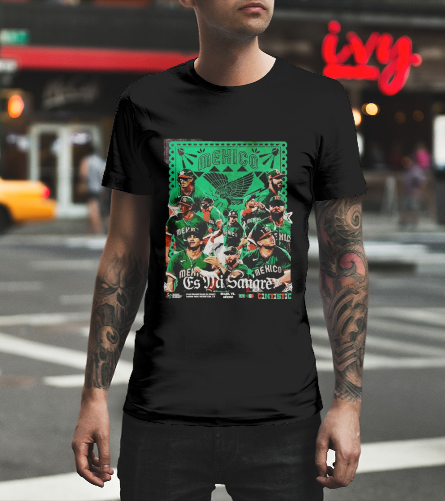 Mexico Es Mi Sangre 2026 World Baseball Classic Brasil Houston Baseball Players T-Shirt