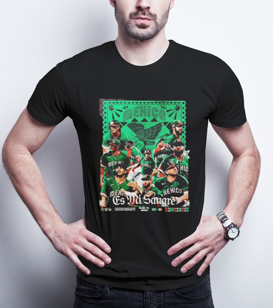 Mexico Es Mi Sangre 2026 World Baseball Classic Brasil Houston Baseball Players T-Shirt