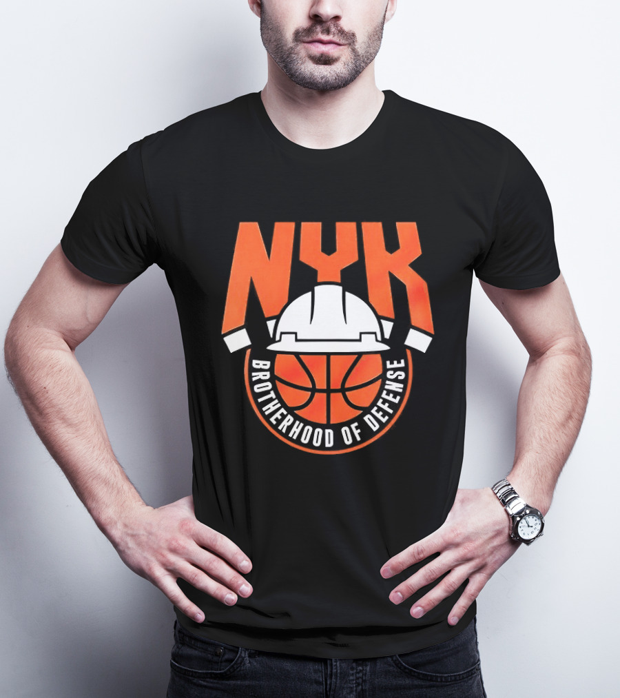 NYK Brotherhood Of Defense Hard Hat Basketball New York Knicks T-Shirt
