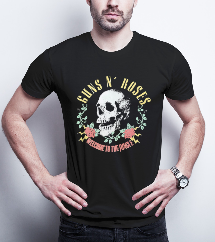 Guns N' Roses Skull Welcome To The Jungle Roses T-Shirt