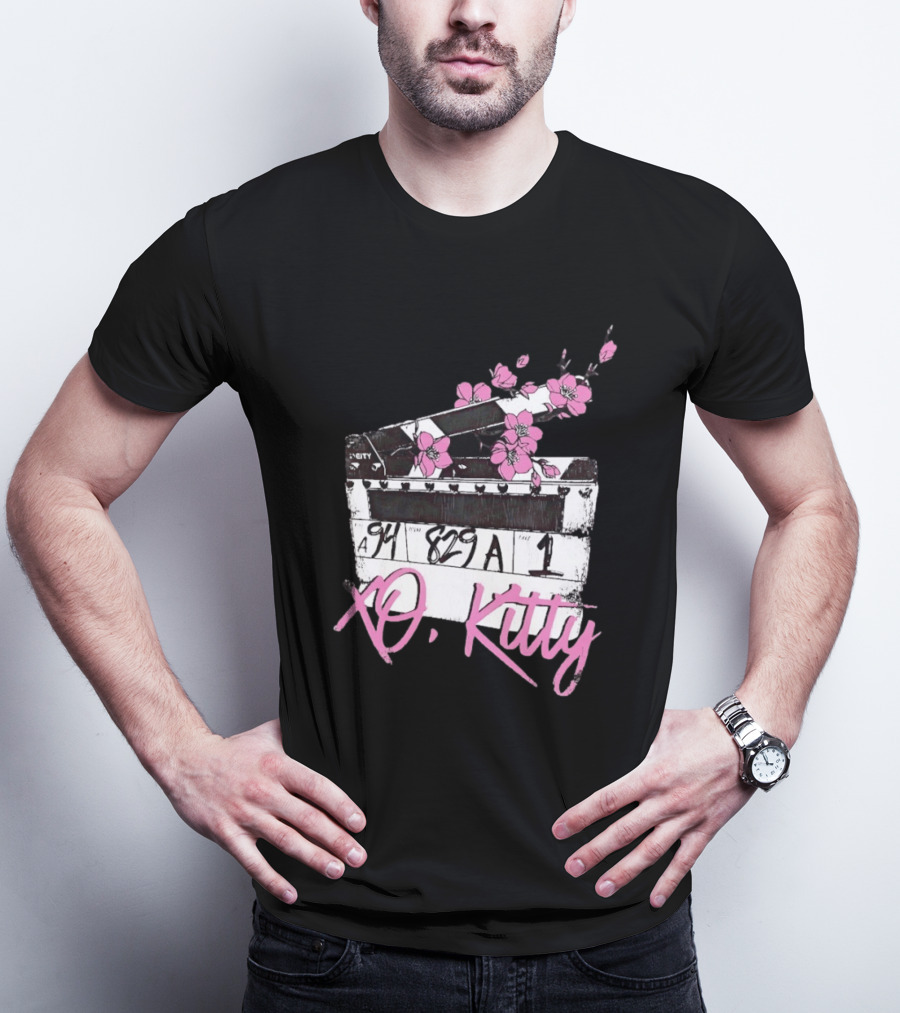 XO Kitty Film Clapperboard With Pink Flowers T-Shirt