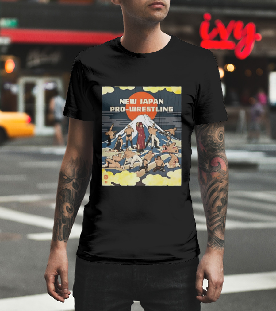 New Japan Pro Wrestling Wrestlers Mount Fuji T-Shirt