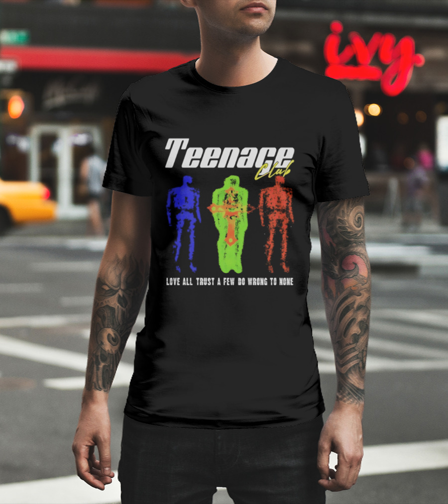 Teenage Club Love All Trust A Few Do Wrong To None Vibrant Neon Figures T-Shirt