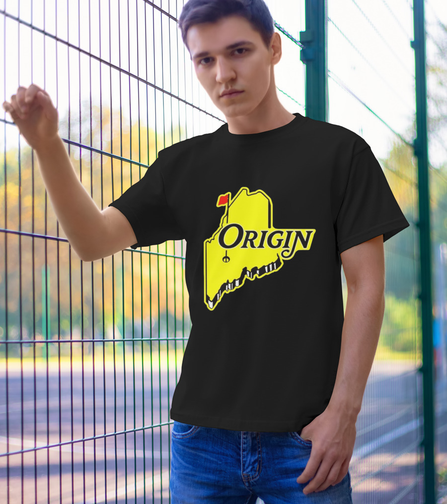 Origin USA Masters Golf Yellow Maine Flag Map T-Shirt