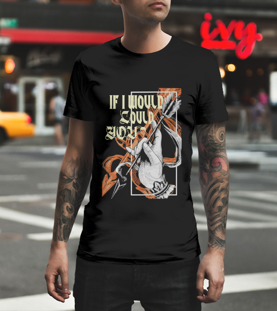 If I Would Could You Retro Hand Drawn Arrow Motif T-Shirt