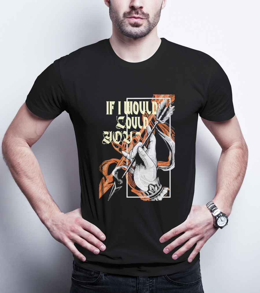If I Would Could You Retro Hand Drawn Arrow Motif T-Shirt