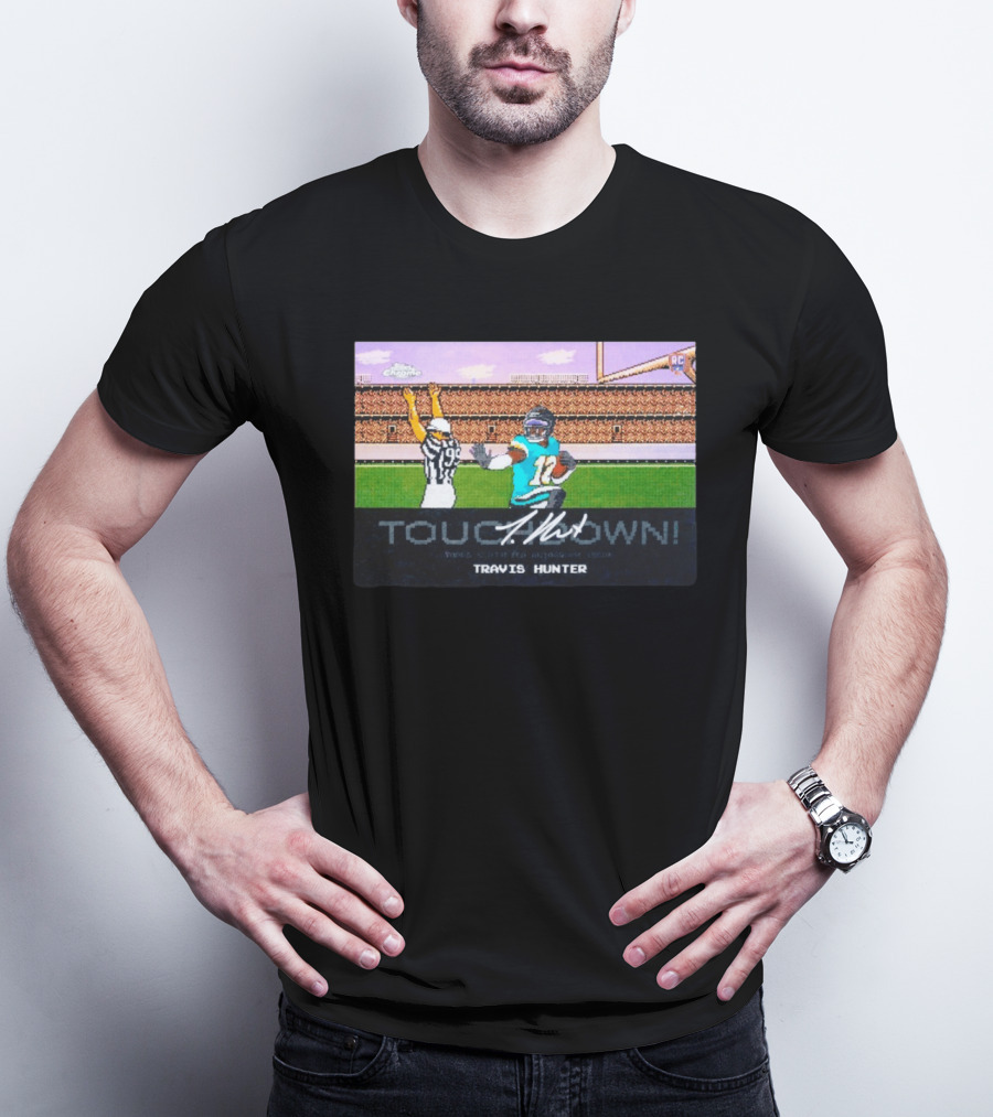 TOUCHDOWN Travis Hunter Jacksonville Jaguars Topps Chrome Rookie Card T-Shirt