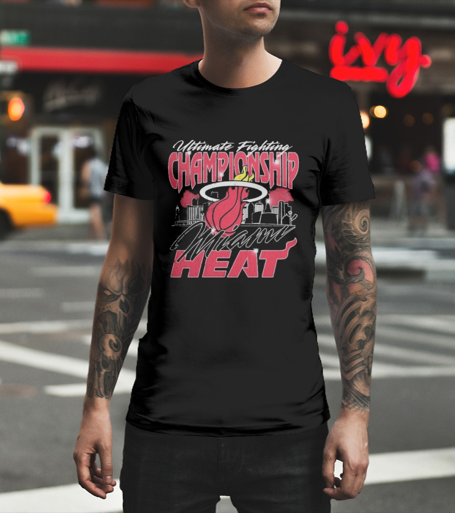 Ultimate Fighting Championship Crossover Miami Heat UFC 327 Kaseya Center T-Shirt
