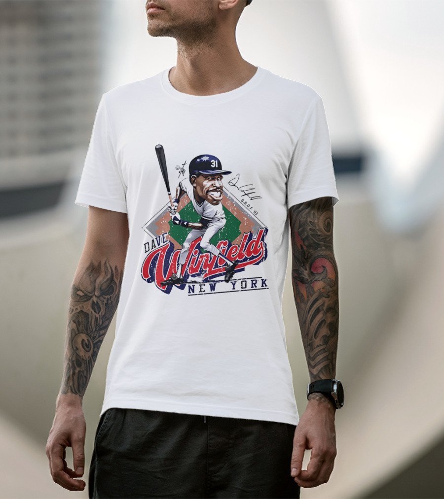 Dave Winfield New York Yankees Bruce Stark Collection Caricature MLB H.O.F. 2001 T-Shirt