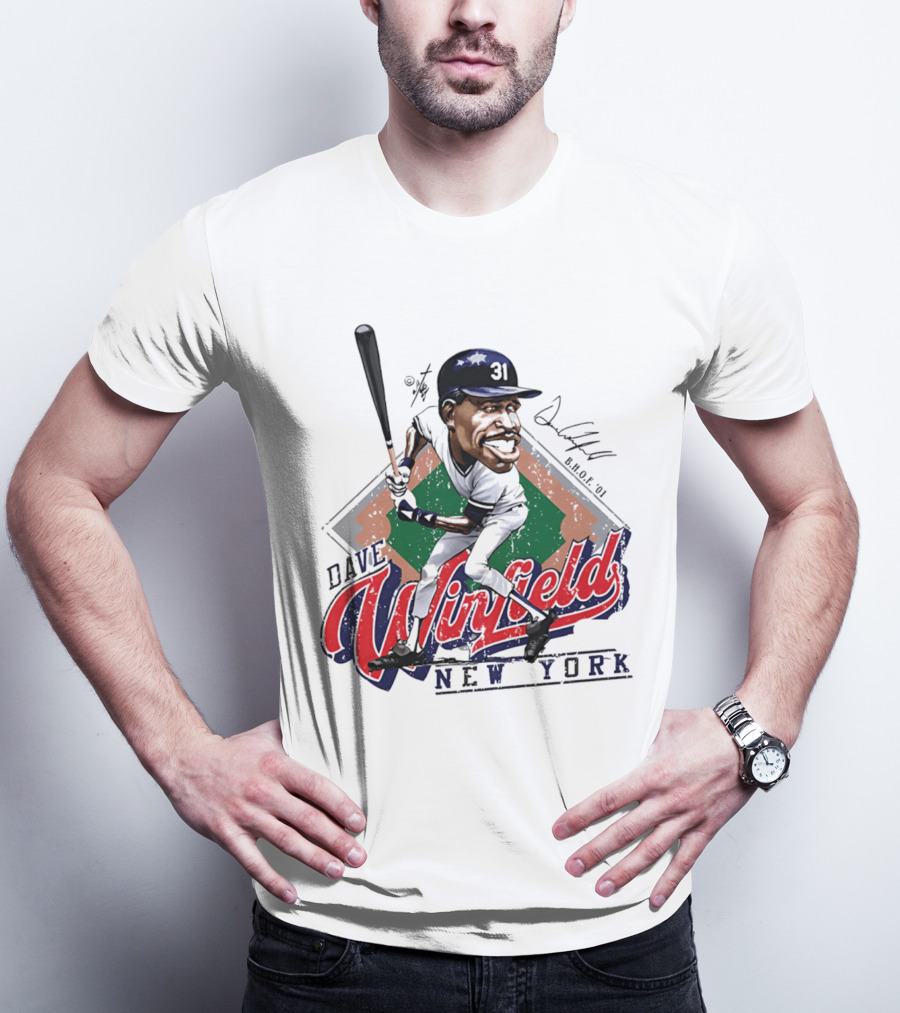Dave Winfield New York Yankees Bruce Stark Collection Caricature MLB H.O.F. 2001 T-Shirt