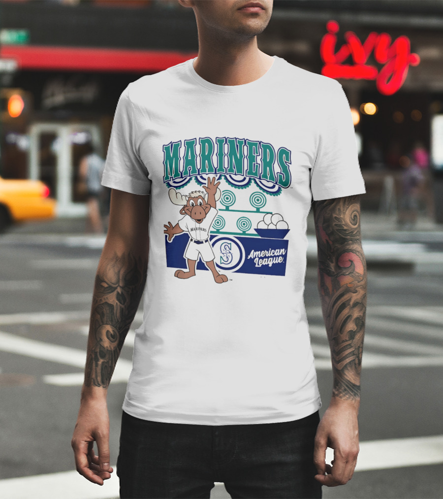 Seattle Mariners Moose Mascot American League 2026 Step Back Up T-Shirt
