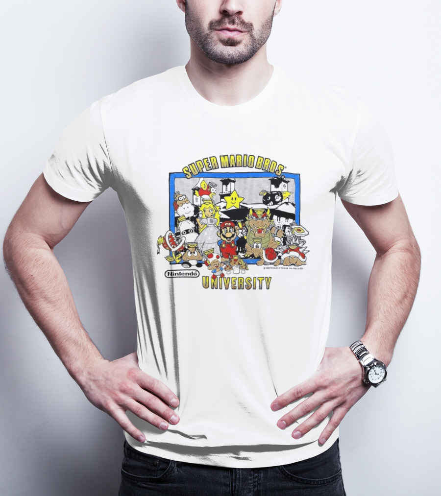 Super Mario Bros University 1988 Nintendo Classic Video Game Characters T-Shirt
