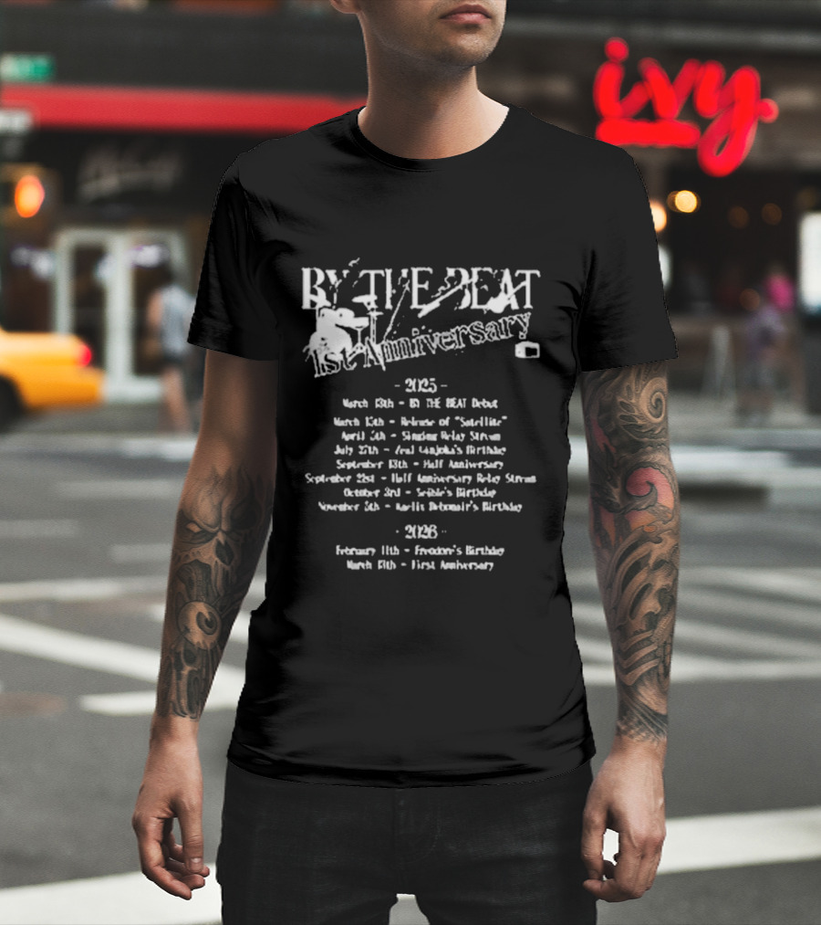 BY THE BEAT 1st Anniversary 2025 Events Calendar Highlights T-Shirt
