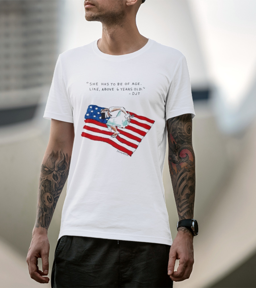 She Has To Be Of Age Like Above 6 Years Old DJT USA Flag T-Shirt