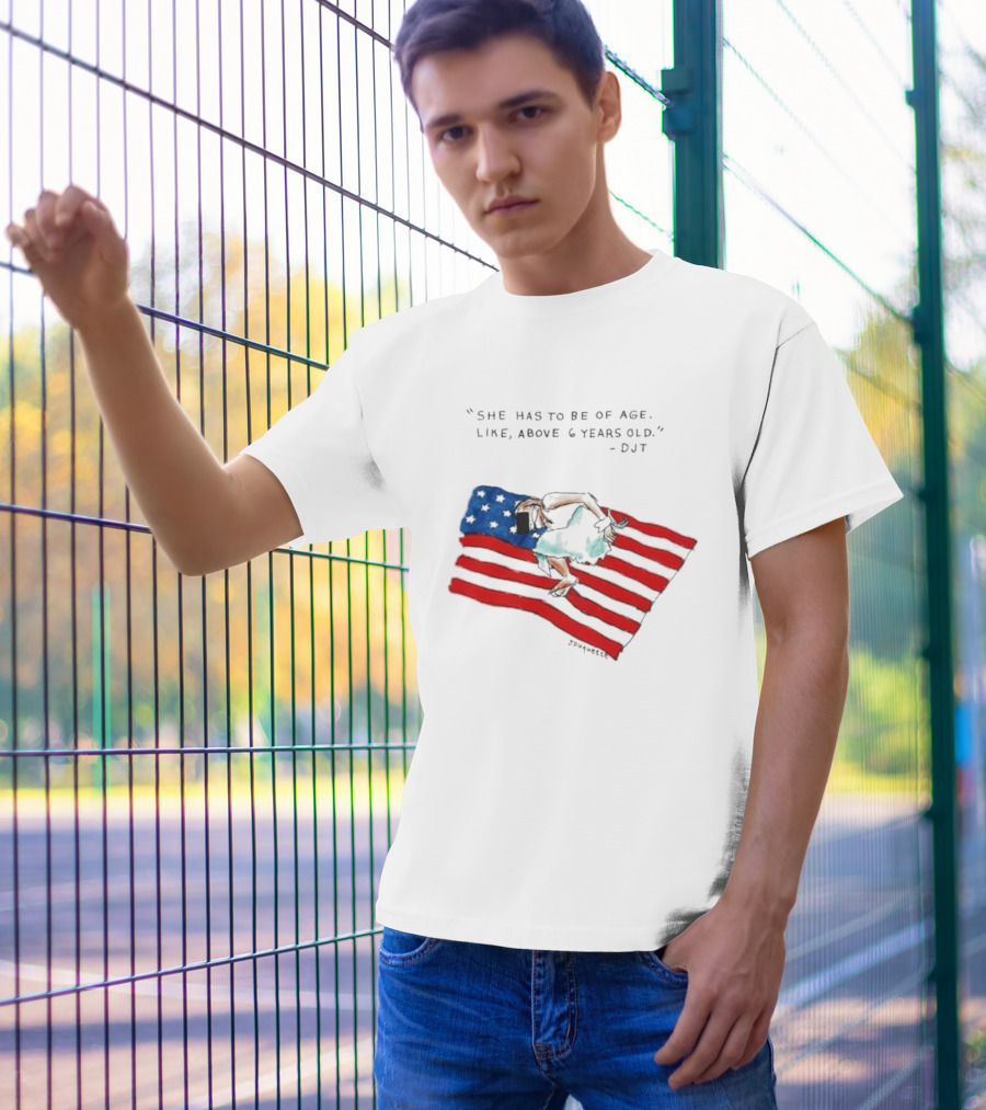 She Has To Be Of Age Like Above 6 Years Old DJT USA Flag T-Shirt