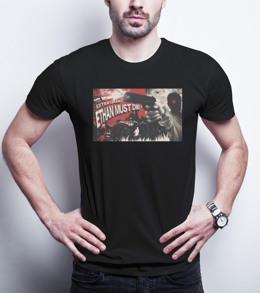 Extra Game Ethan Must Die Zombie Survival Horror Gunman Scene T-Shirt