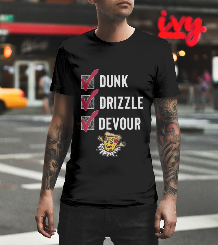 Tulsa Ranch Dippers Dunk Drizzle Devour Pizza Checklist T-Shirt