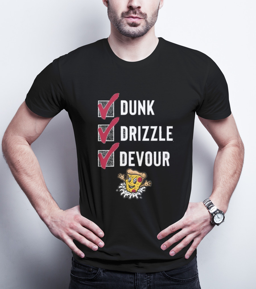 Tulsa Ranch Dippers Dunk Drizzle Devour Pizza Checklist T-Shirt