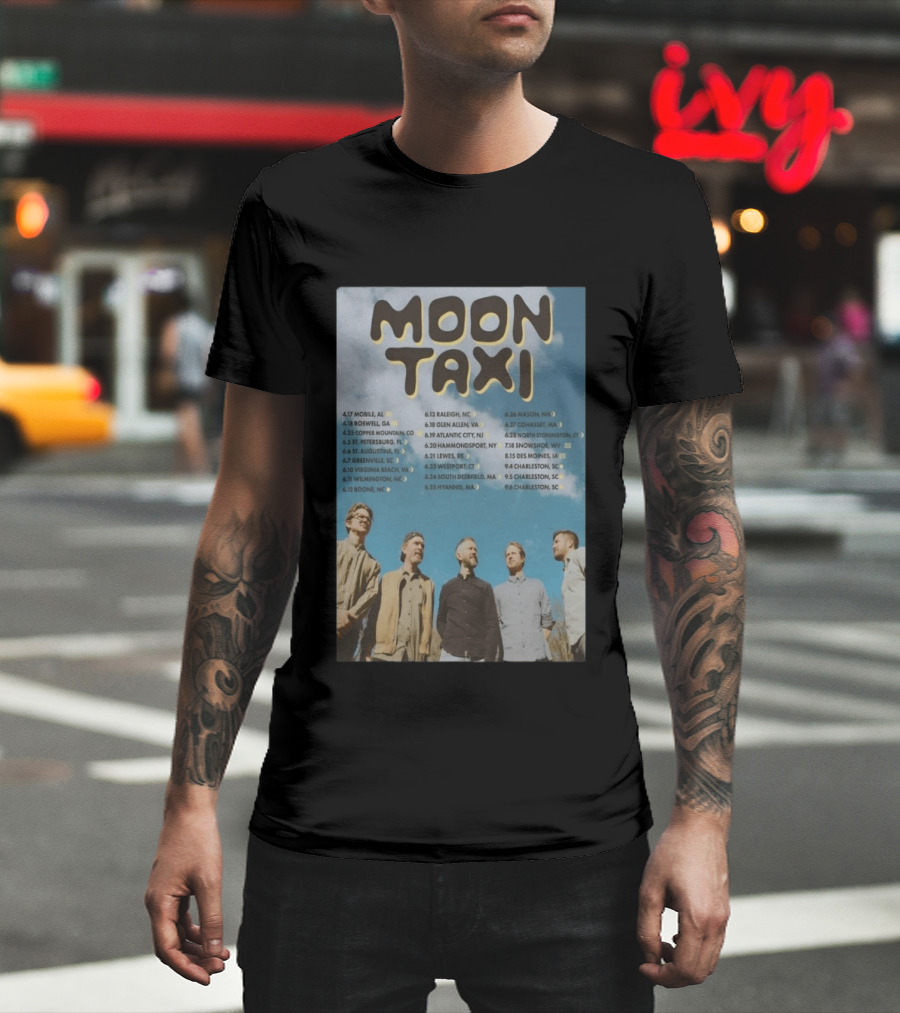 Moon Taxi 2026 Summer Tour Dates With Band Photo Sky T-Shirt