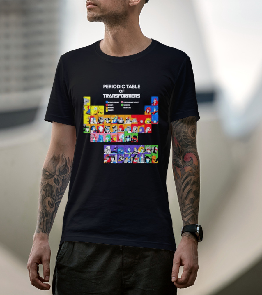 Periodic Table Of Transformers Autobots Decepticons Maximals Predacons T-Shirt