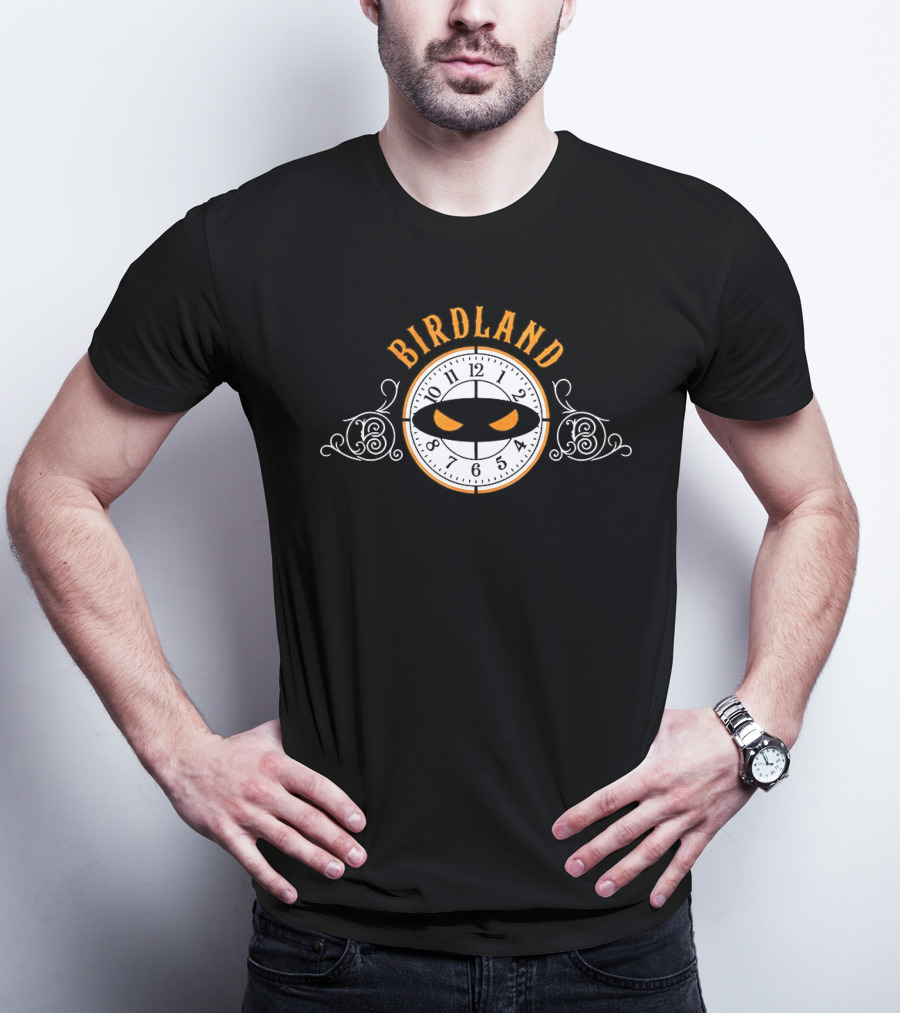 Birdland Pitching Ninja Art With Ornate Letters T-Shirt