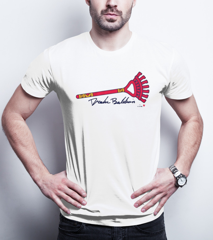 Drake Baldwin Red Yellow Rake Drawing T-Shirt