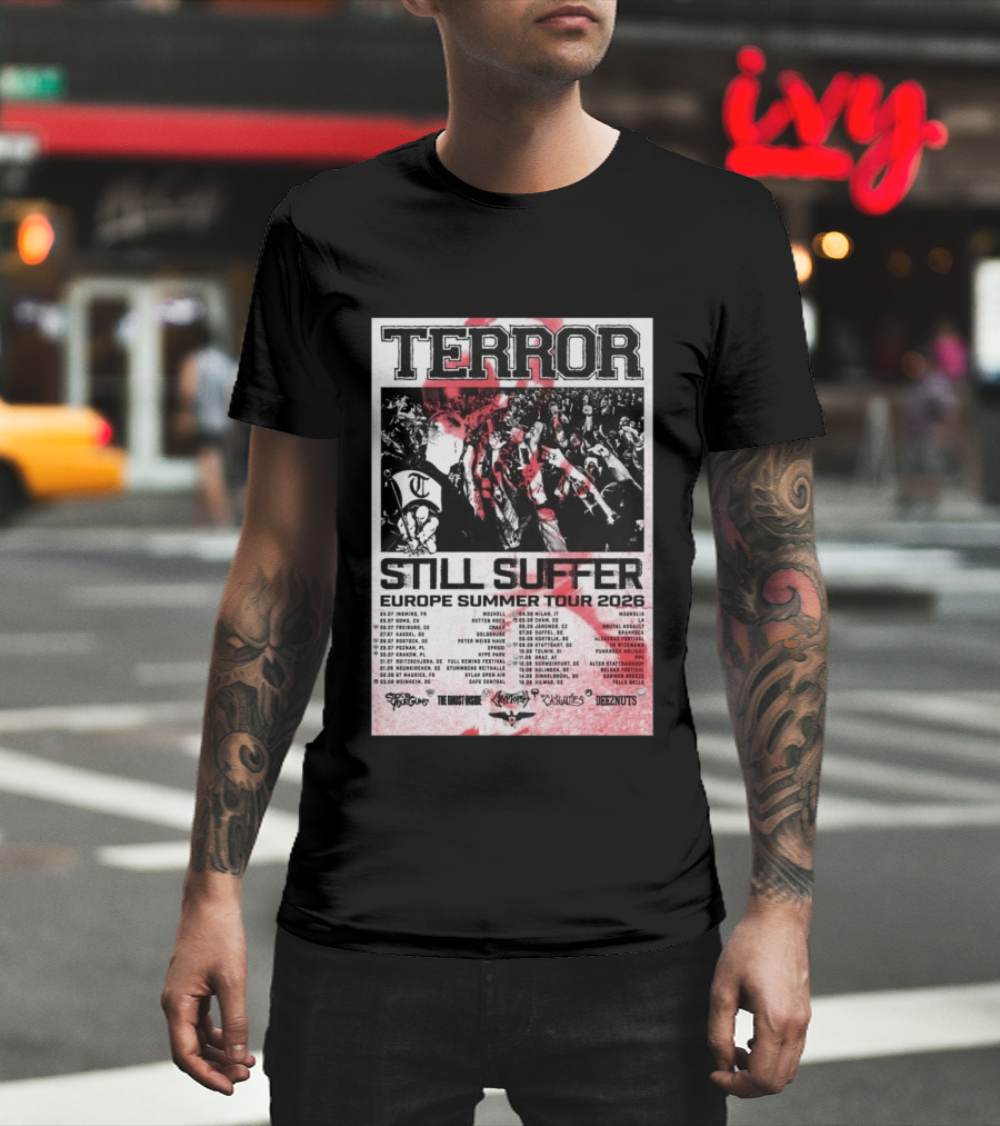 TERROR Still Suffer Europe Summer Tour 2026 With Stick To Your Guns And The Ghost Inside T-Shirt