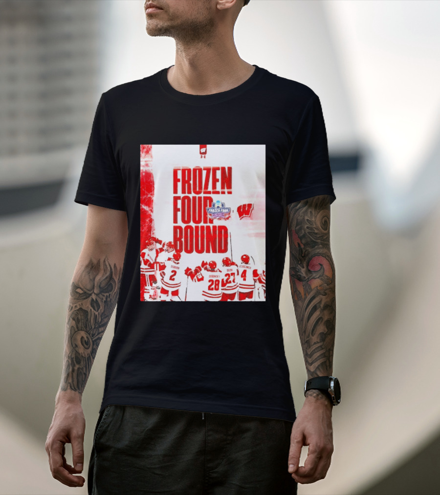 Frozen Four Bound Wisconsin Badgers Men's Ice Hockey Team Celebration T-Shirt