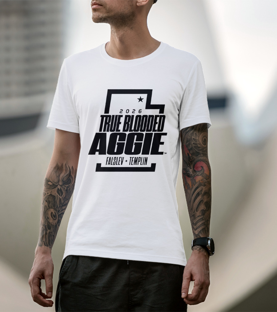 True Blooded Aggie Falslev Templin 2026 Utah State Outline Star T-Shirt