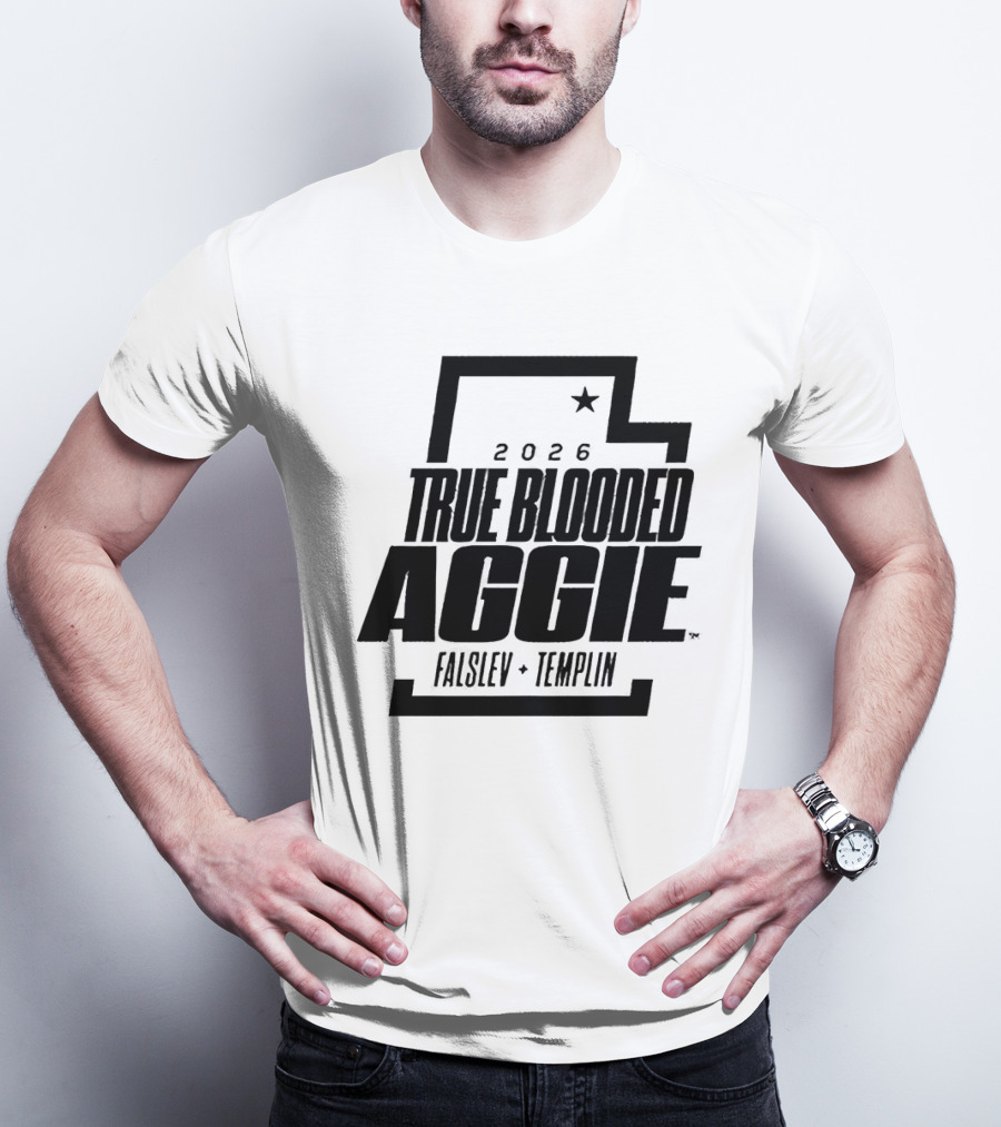 True Blooded Aggie Falslev Templin 2026 Utah State Outline Star T-Shirt