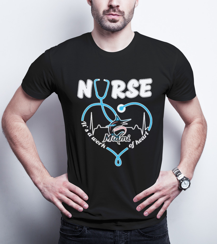 Nurse It's A Work Of Heart Miami Stethoscope 2026 T-Shirt